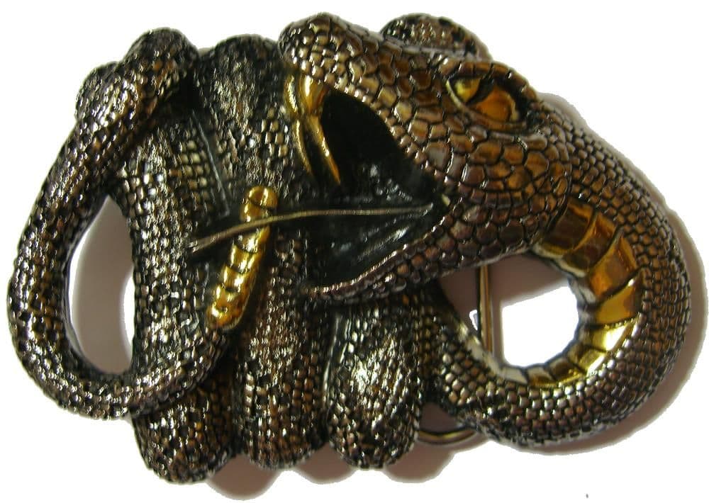 Gold & Silver Plated Rattle Snake Belt Buckle Code CA6