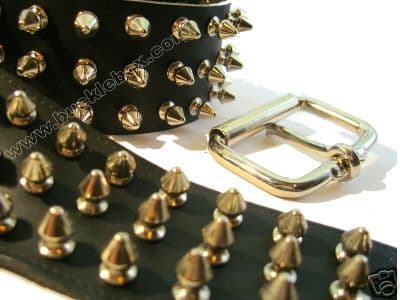 LARGE 3 ROW SPIKED LEATHER BELT up to 41" waist