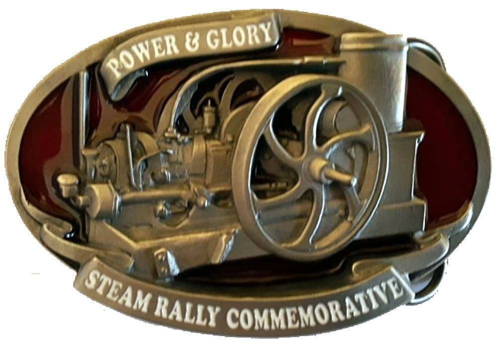 Steam Engine Rally Stationary Belt Buckle with display stand Code TM8