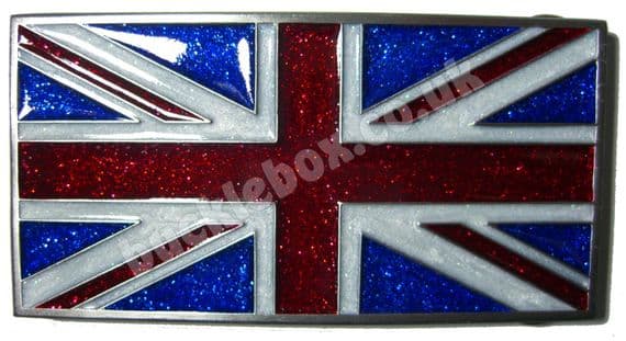 UNION JACK FLAG - GLITTER BELT BUCKLE Code CL8
