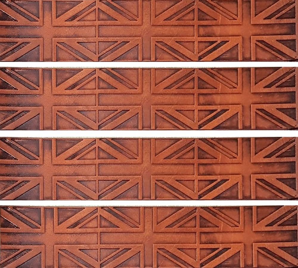 Union Jack Reversed Flag Antique Tan Tan Embossed Full Grain Leather ...