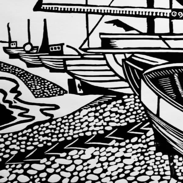 Hastings Beach | Linocut | Lino Print