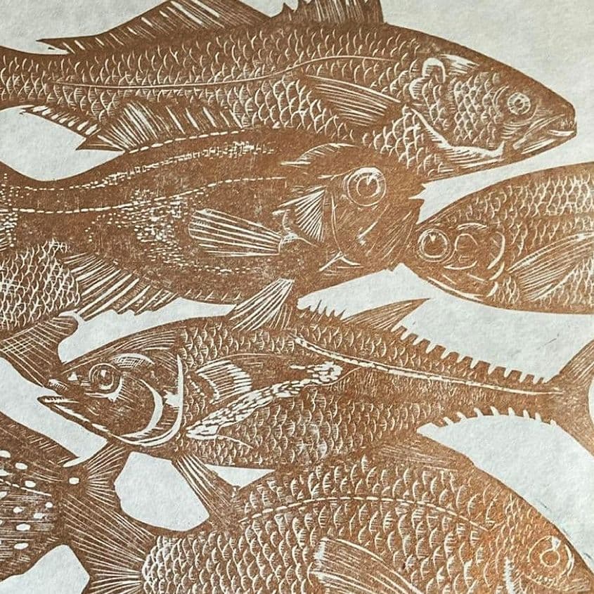 School of Fish | Linocut Print | Amy Cundall