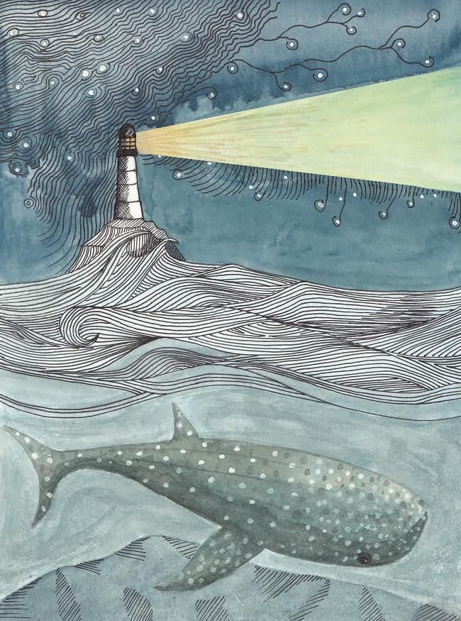 Whale Shark and Lighthouse | Art Print | Tor Allen