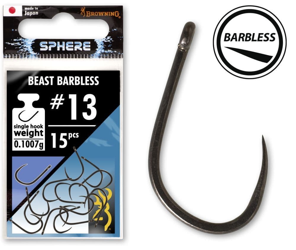Browning Sphere Beast Barbless Hook with eye 10 black nickel