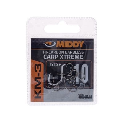 MIDDY KM-3 Carp Xtreme Eyed Hooks 10s 10pc pkt