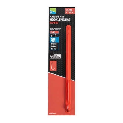 Preston Innovations Natural N-10 Hooklengths Barbed to 15Cm/6"