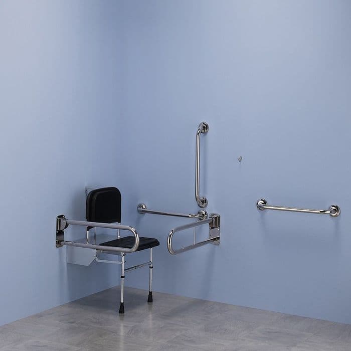 Commercial DOC M / DDA Disabled Shower Pack - Polished Stainless Steel