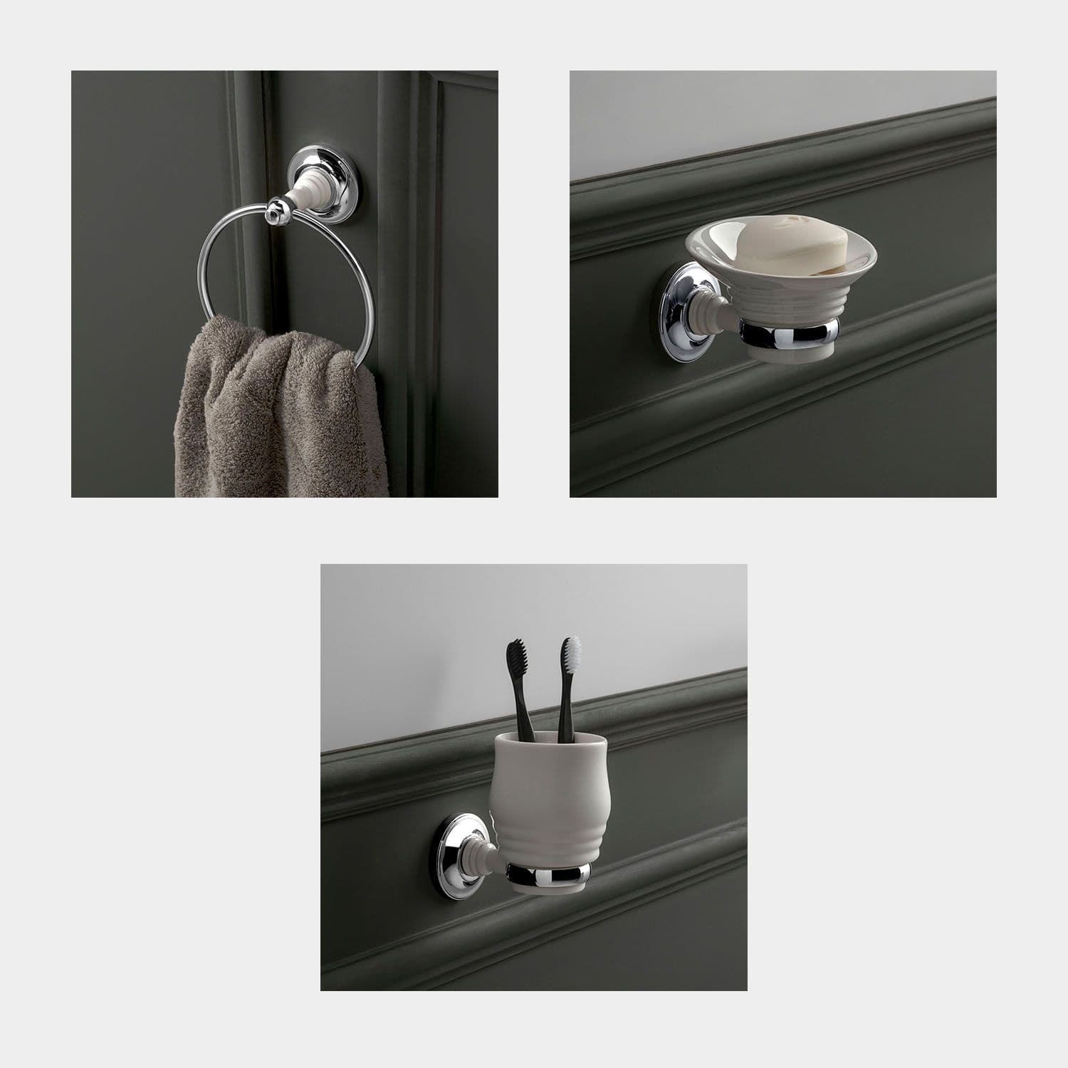 Healey & Lord Classic Collection Basin Accessory Pack - Towel Ring ...