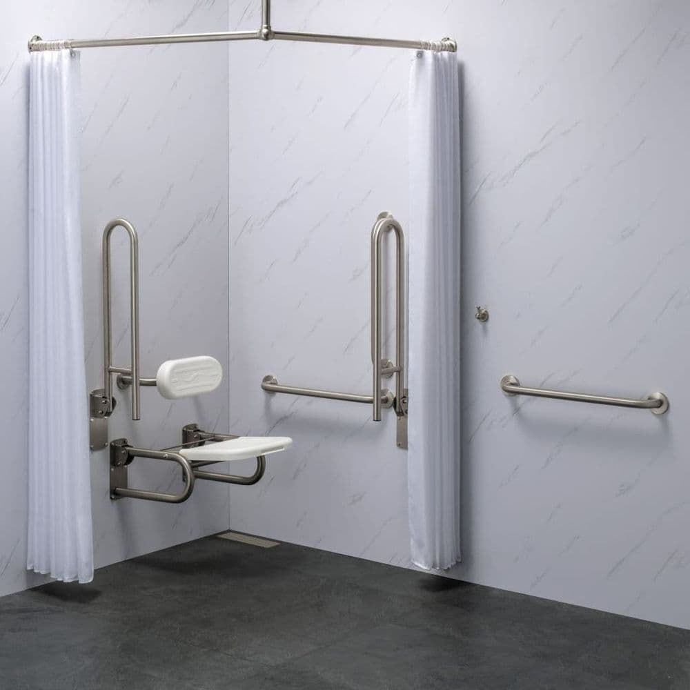 Classic DOC M / DDA Disabled Shower Pack & Curtains - Brushed Nickel