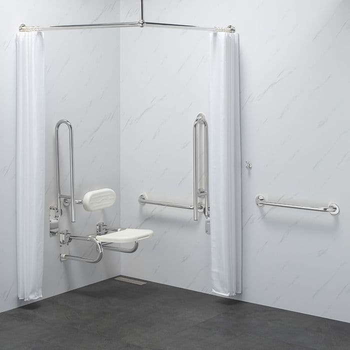 CLASSIC DOC M / DDA DISABLED SHOWER PACK & CURTAINS - CHROME
