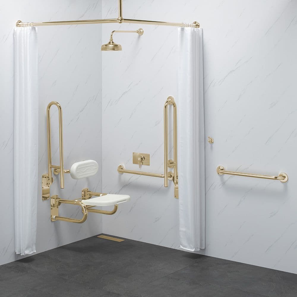 Classic DOC M / DDA Disabled Shower Pack & Fixed Shower Head & Curtains ...