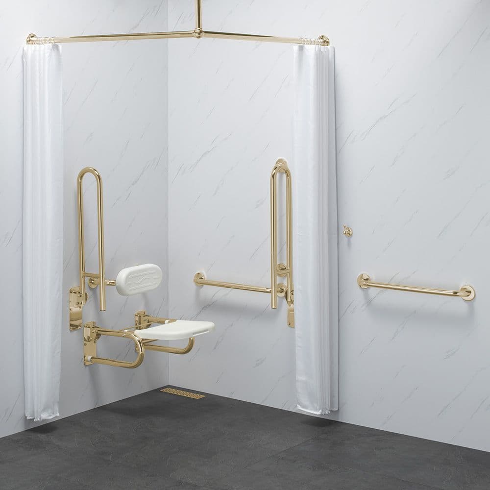 Classic DOC M / DDA Disabled Shower Room Pack & Curtains - Polished Brass