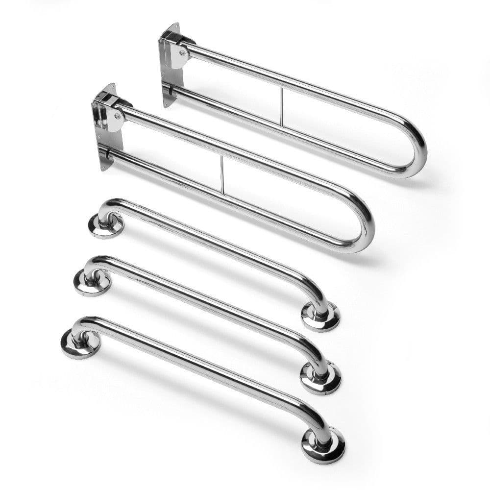 HL565SS Commercial Disabled Shower Grab Rail Kit - Polished Stainless Steel