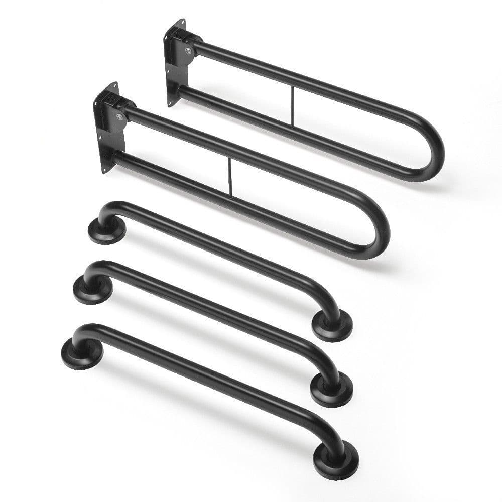 HL560BK Commercial Disabled Shower Grab Rail Kit - Matt Black
