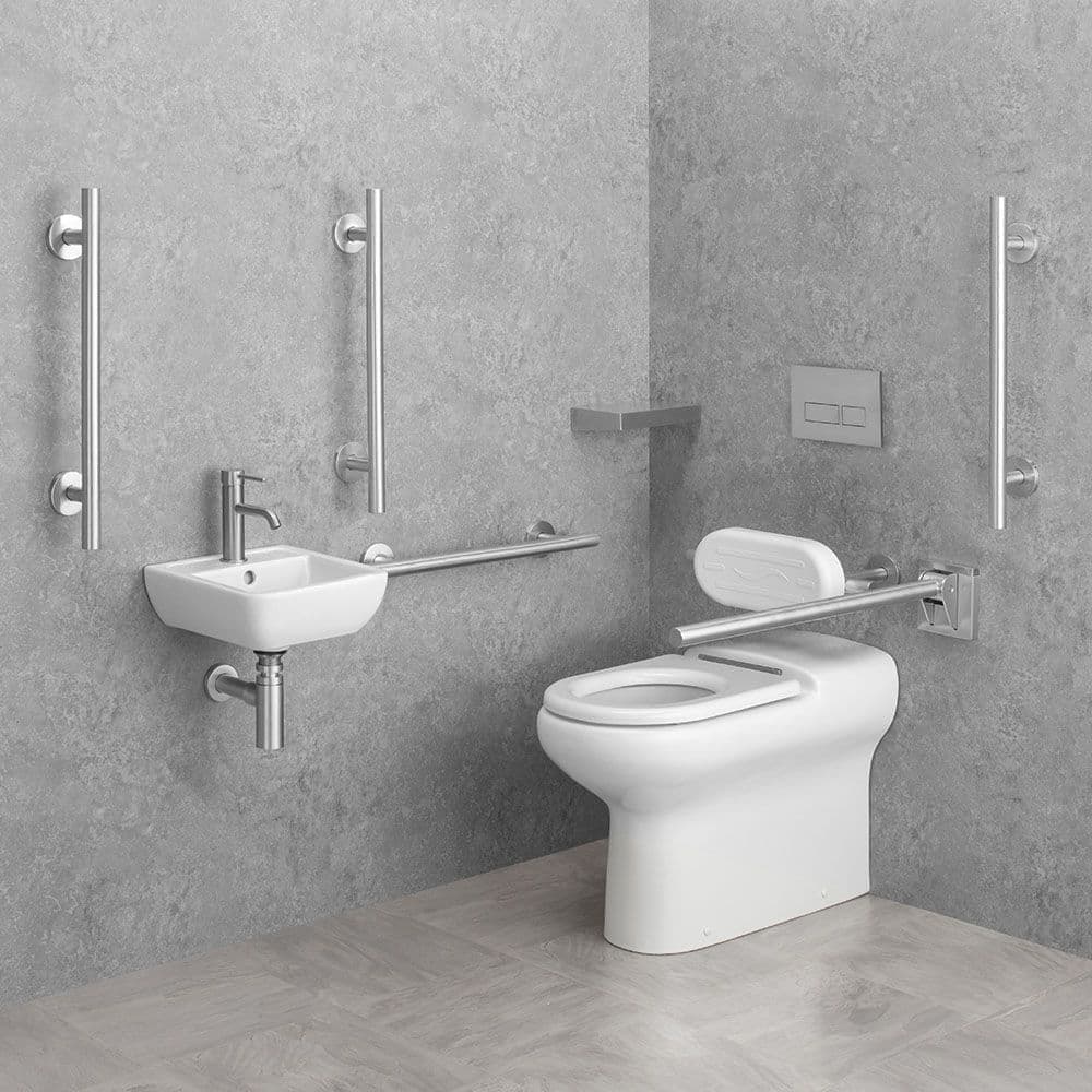 Contemporary Disabled Doc M Back To Wall Toilet Pack - Brushed ...