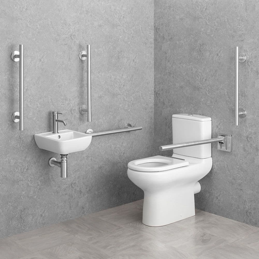 Contemporary Disabled Doc M Close-Coupled Toilet Pack - Brushed ...