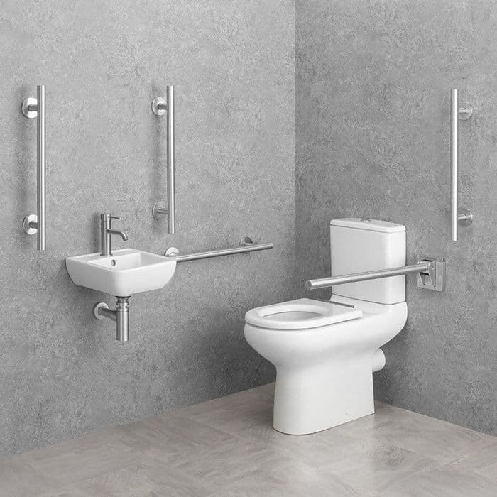 Contemporary Disabled Doc M Close-Coupled Toilet Pack - Brushed ...