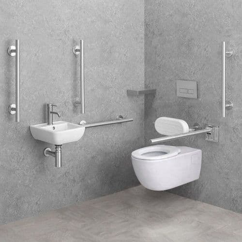 Modern Collection Doc M Disabled Toilet Packs in Brushed Stainless Steel