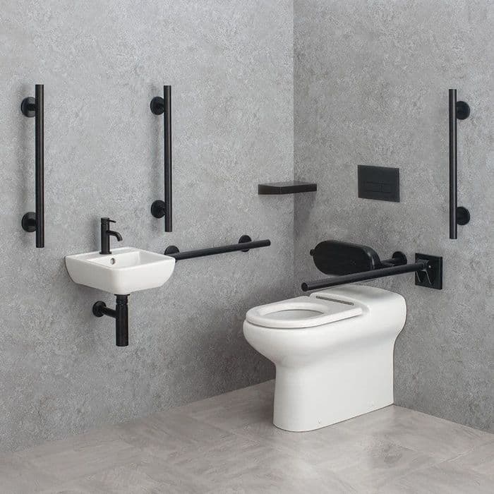 Deluxe Disabled Doc M Back To Wall Toilet Pack - Matt black