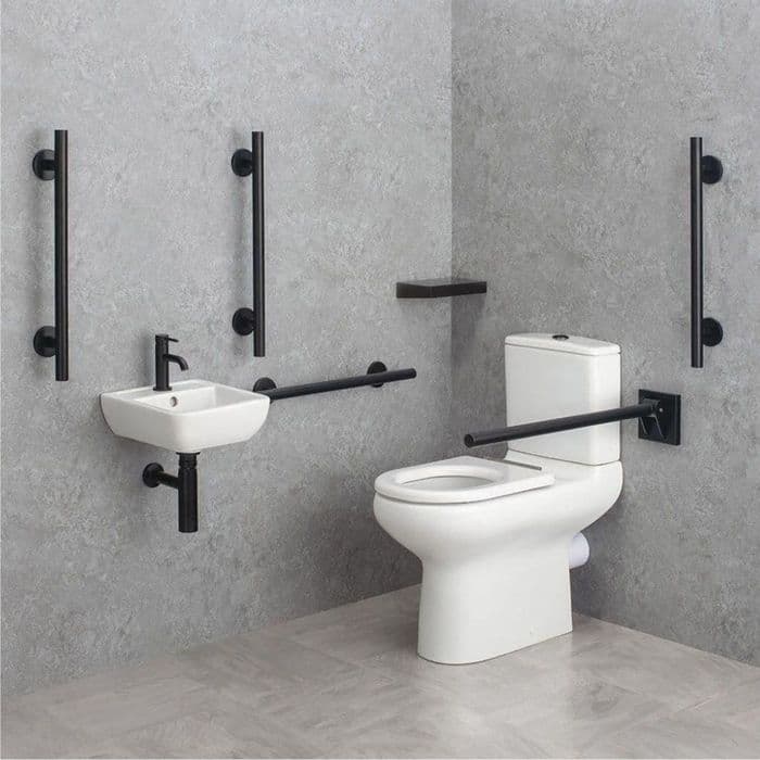 Deluxe Disabled Doc M Close-Coupled Toilet Pack - Matt Black