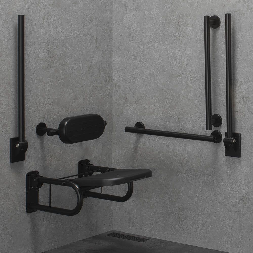 Deluxe Modern DOC M / DDA Disabled Shower Pack - Matt Black