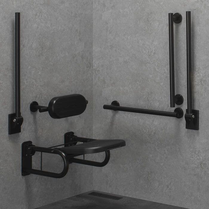Deluxe Modern DOC M / DDA Disabled Shower Pack - Matt Black