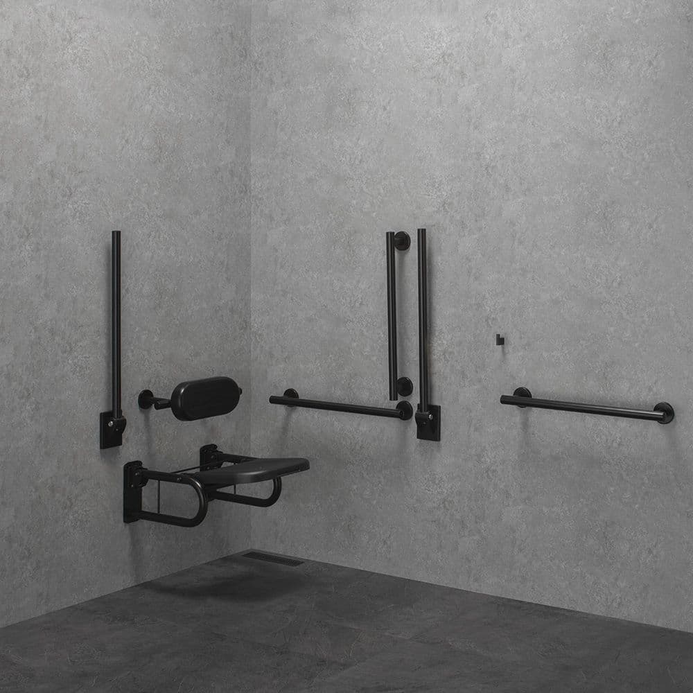 Deluxe Modern DOC M / DDA Disabled Shower Pack - Matt Black