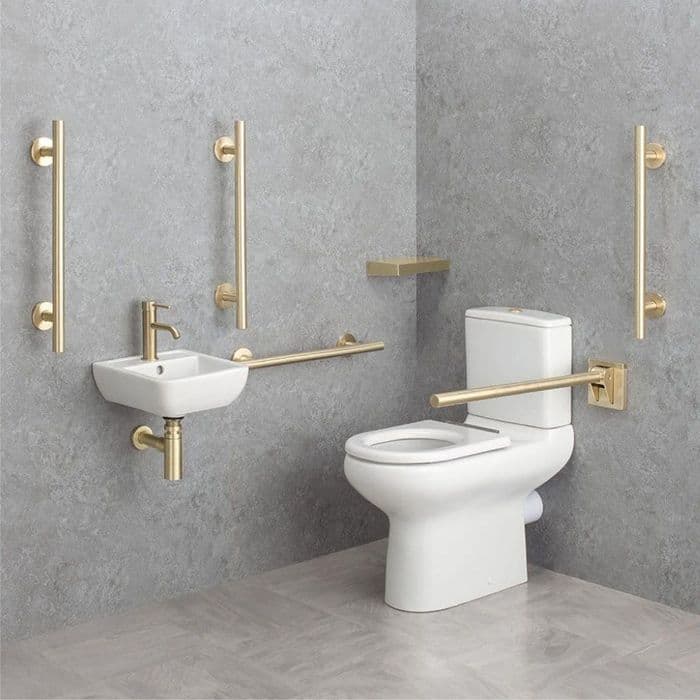 Luxury Disabled Doc M Close-Coupled Toilet Pack - Brushed Brass