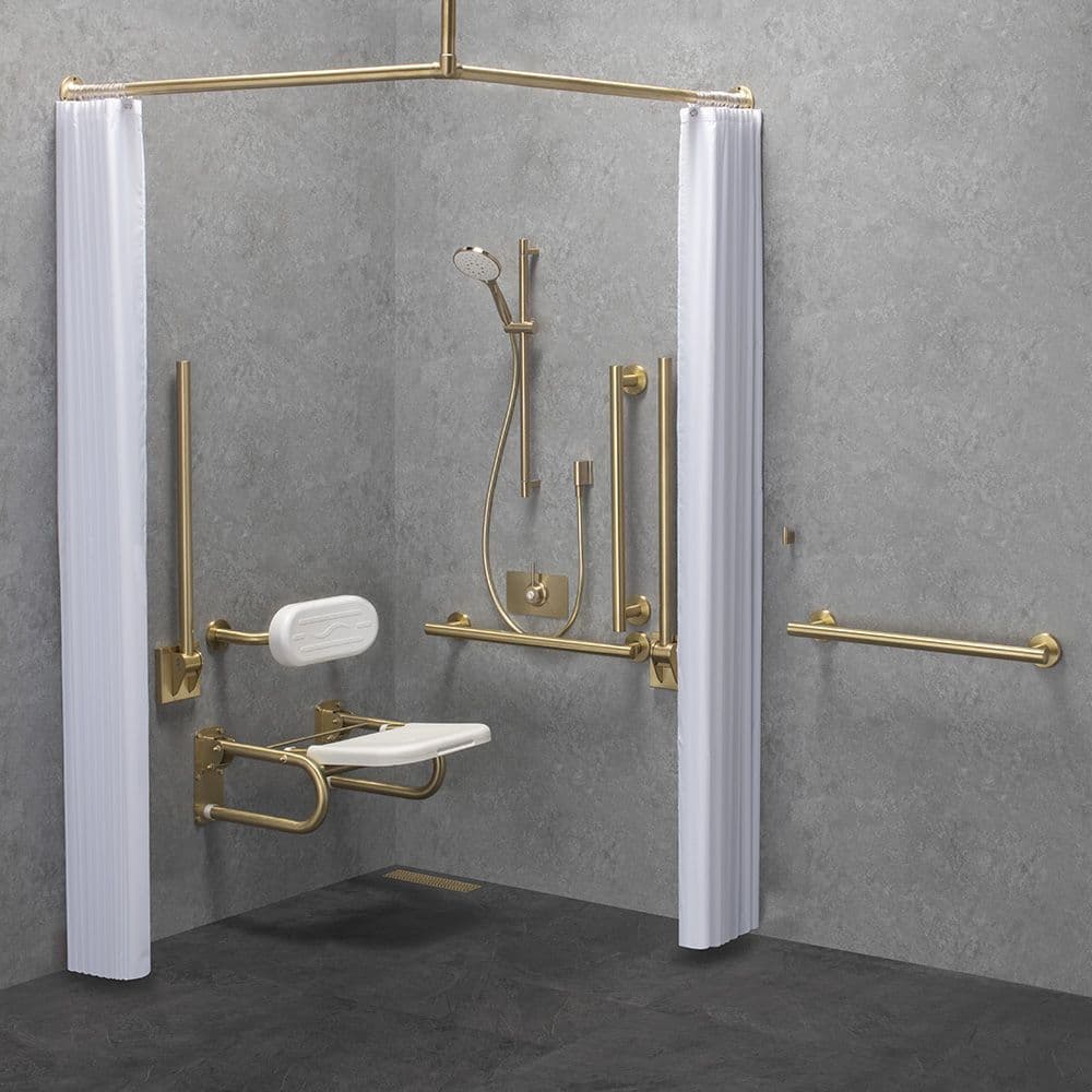 Luxury DOC M Disabled Shower Pack & Adjustable Shower Head & Curtains ...