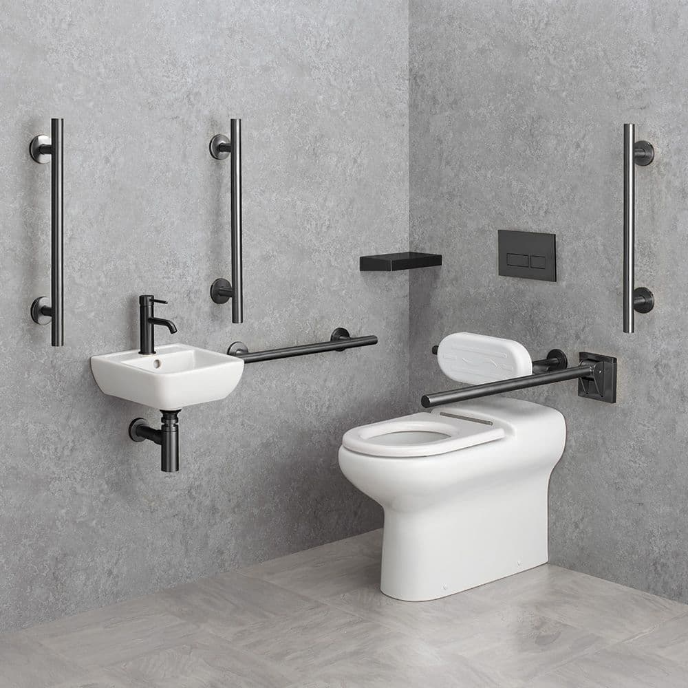 Metro Disabled Doc M Back To Wall Toilet Pack - Gun metal
