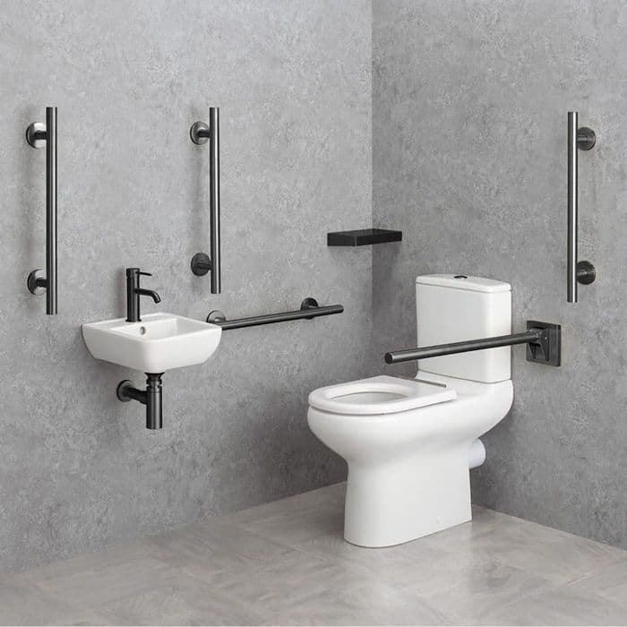 Metro Disabled Doc M Close-Coupled Toilet Pack - Gun Metal