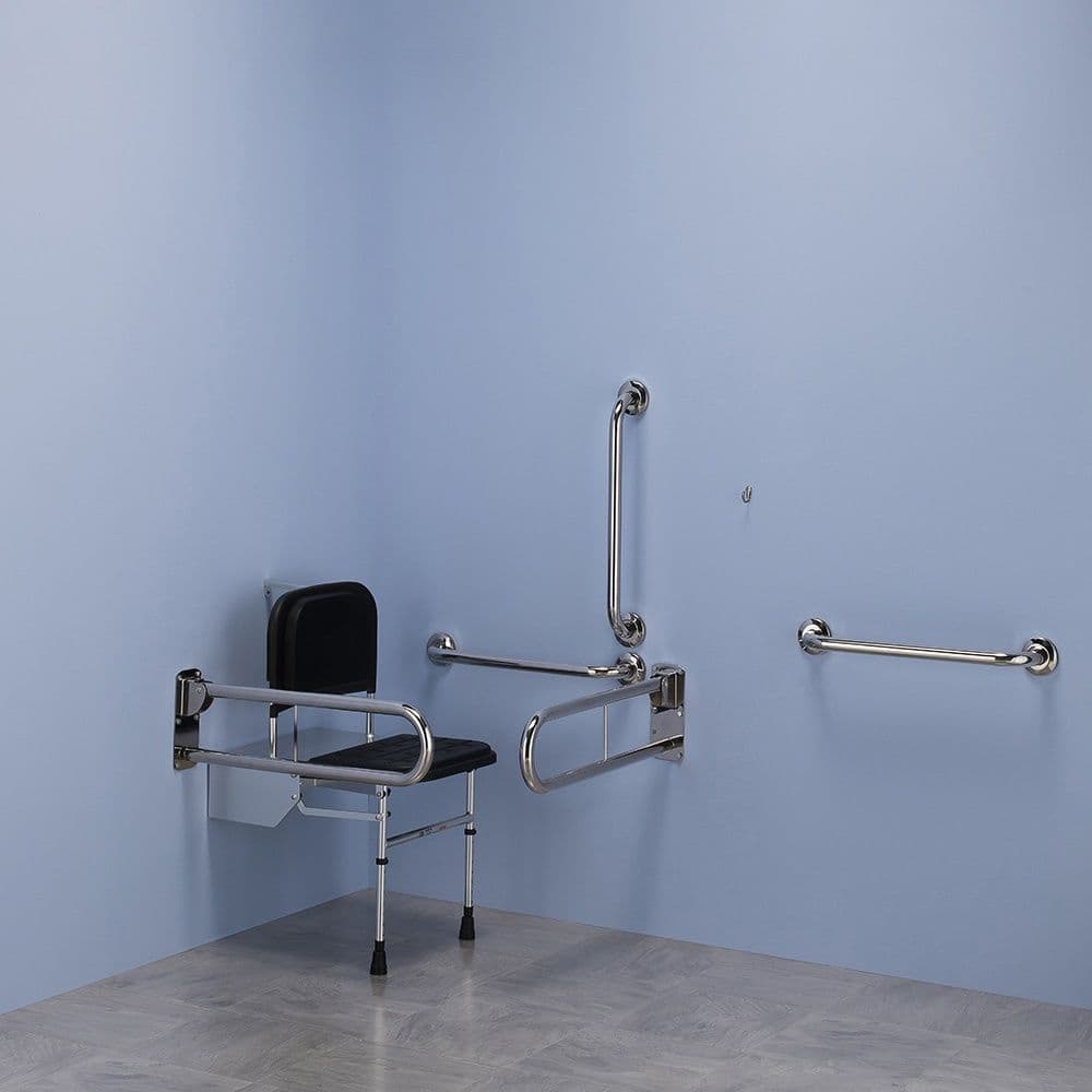 Commercial DOC M / DDA Disabled Shower Pack - Polished Stainless Steel