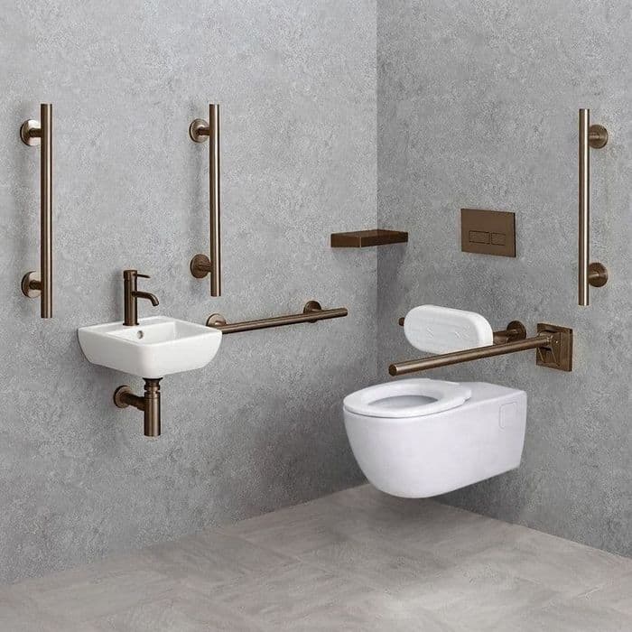 Urban Disabled Doc M Wall Hung Toilet Pack - Brushed bronze