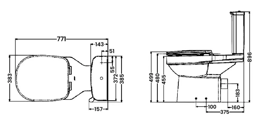 Commercial Close Coupled Disabled Doc M Toilet Pack - Polished ...