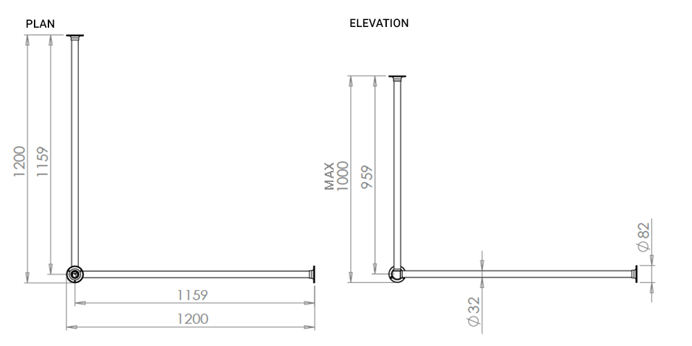 DTUK7021 CLASSIC DOC M / DDA DISABLED SHOWER PACK & CURTAINS - BLACK