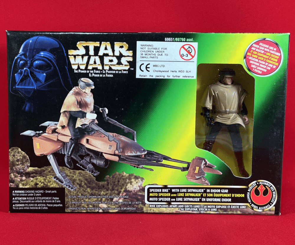 Star Wars Power of the Force Speeder Bike with Luke Skywalker in Endor Gear - Sealed in Box