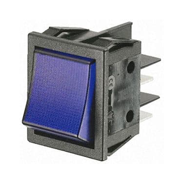 Blue Illuminated Rocker Switch 22mm x 30mm Latching On-Off DPST N35CF ...