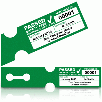 Personalised PASS PAT Test Labels - TUFF TAG 250