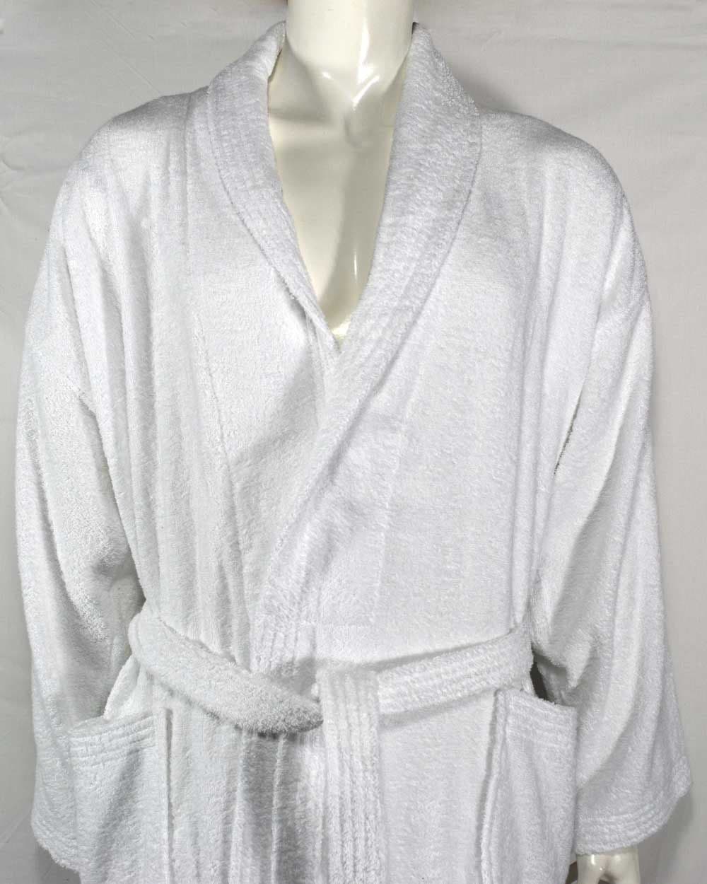 Luxury linenHall 400gsm Shawl Collar Bathrobe In White