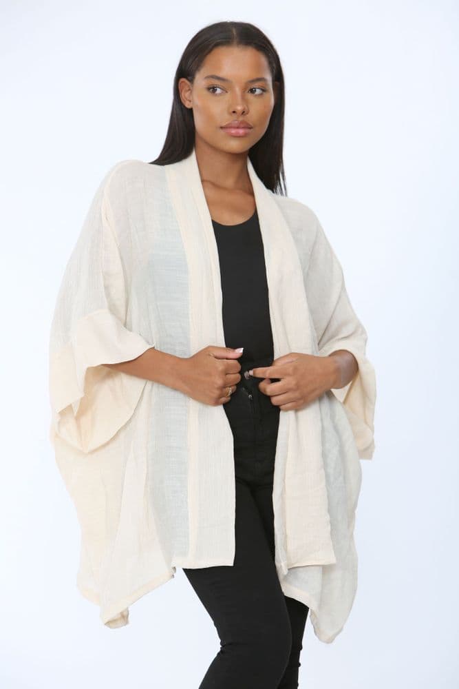 KA18072201 LINEN LOOK KAFTAN CREAM