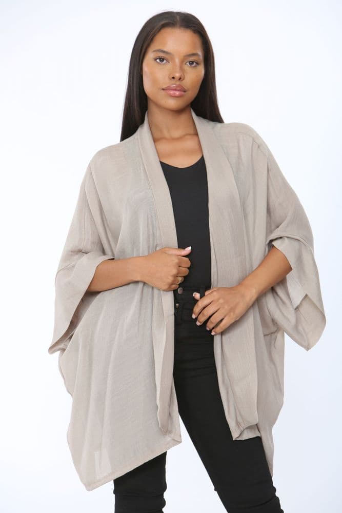 KA18072201 LINEN LOOK KAFTAN STONE