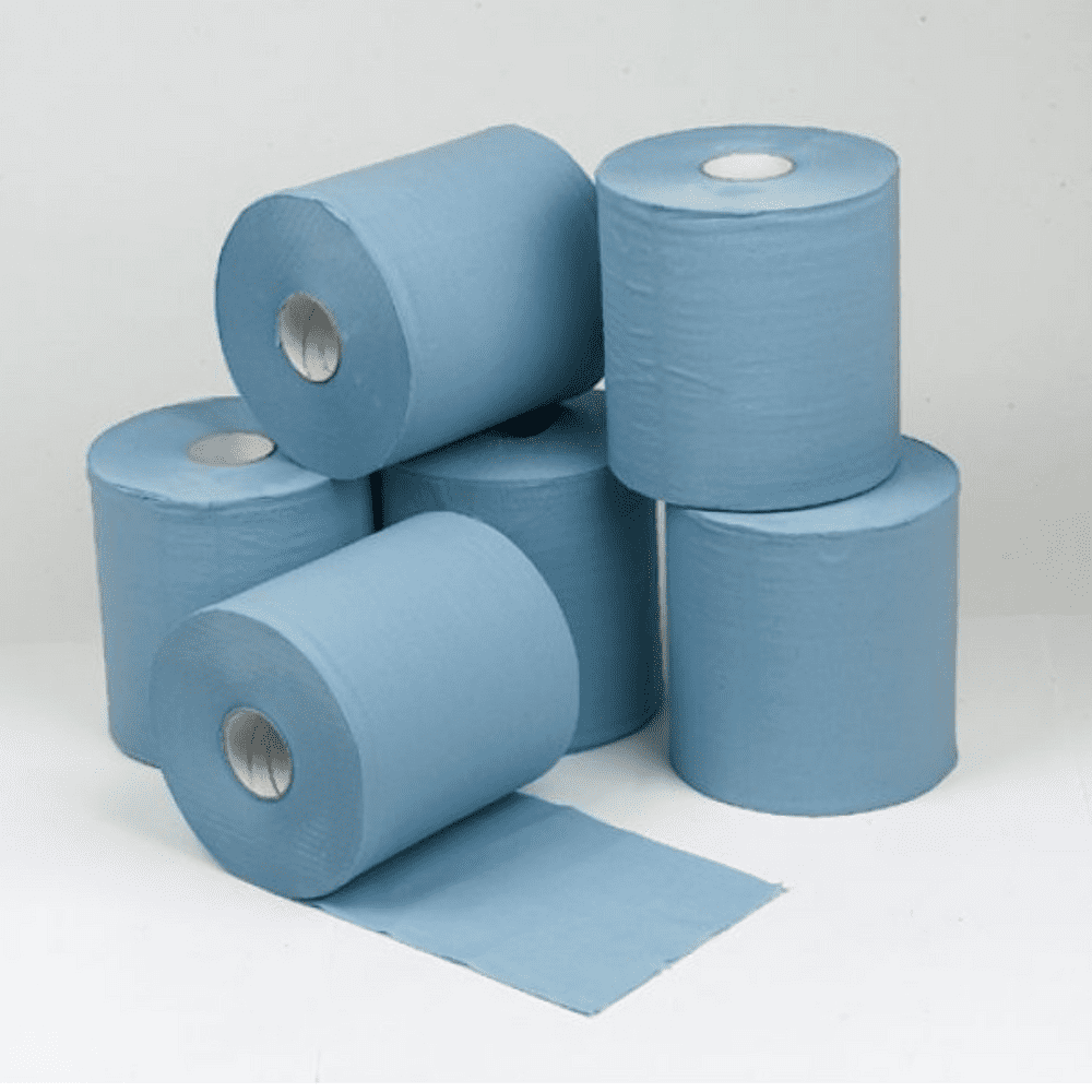 6 X 2 Ply Blue Centre Feed Rolls