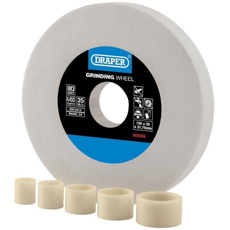 White Aluminium Bench Grinder Wheel 150mm