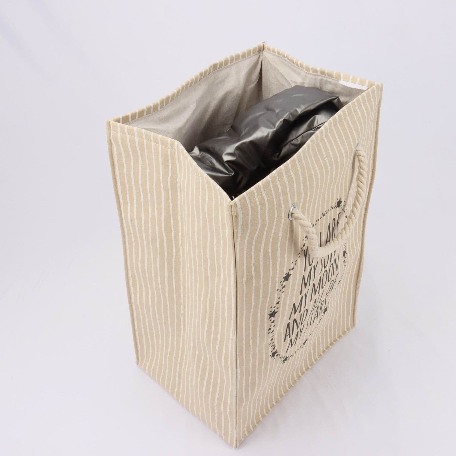 Large Fabric Laundry Hamper Bag Rope Handles 3 Designs Washing Clothes ...