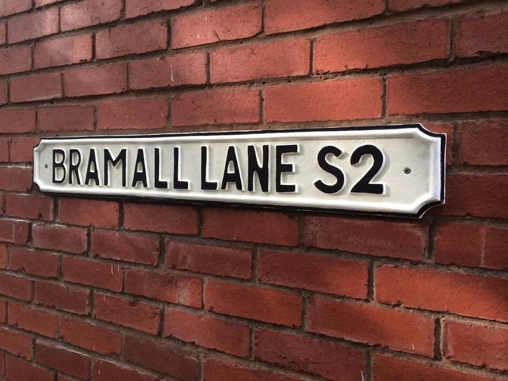 Metal Vintage Old Style Road Sign BRAMALL LANE S2 Sheffield Football Street