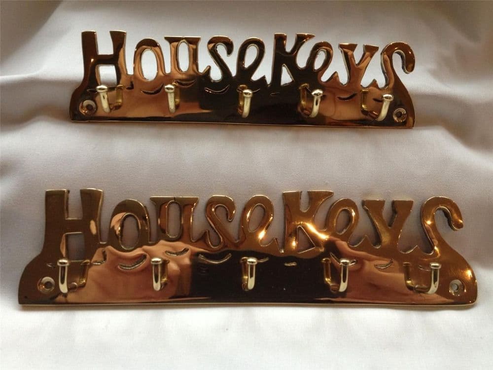 Quality Brass Housekeys 5 Hook Wall Key Rack Holder 2 Sizes Screws ...
