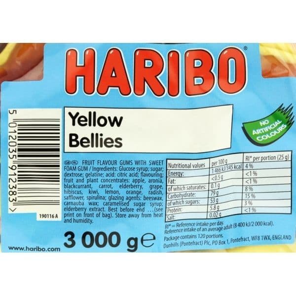 Haribo Giant Yellow Bellies UK