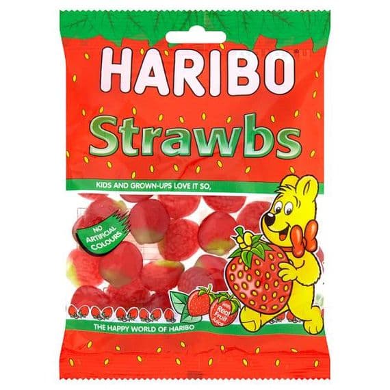Haribo Squidgy Strawbs Bag 140g UK