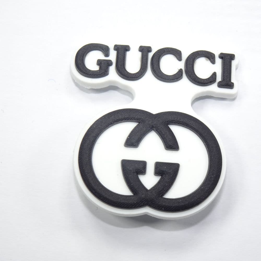 Gucci Stylised Badge Logo Black on White Shoe Charm